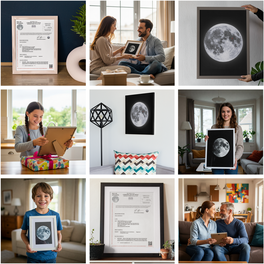 The Moon Realtor. Buy Land on the Moon, a unique gift.